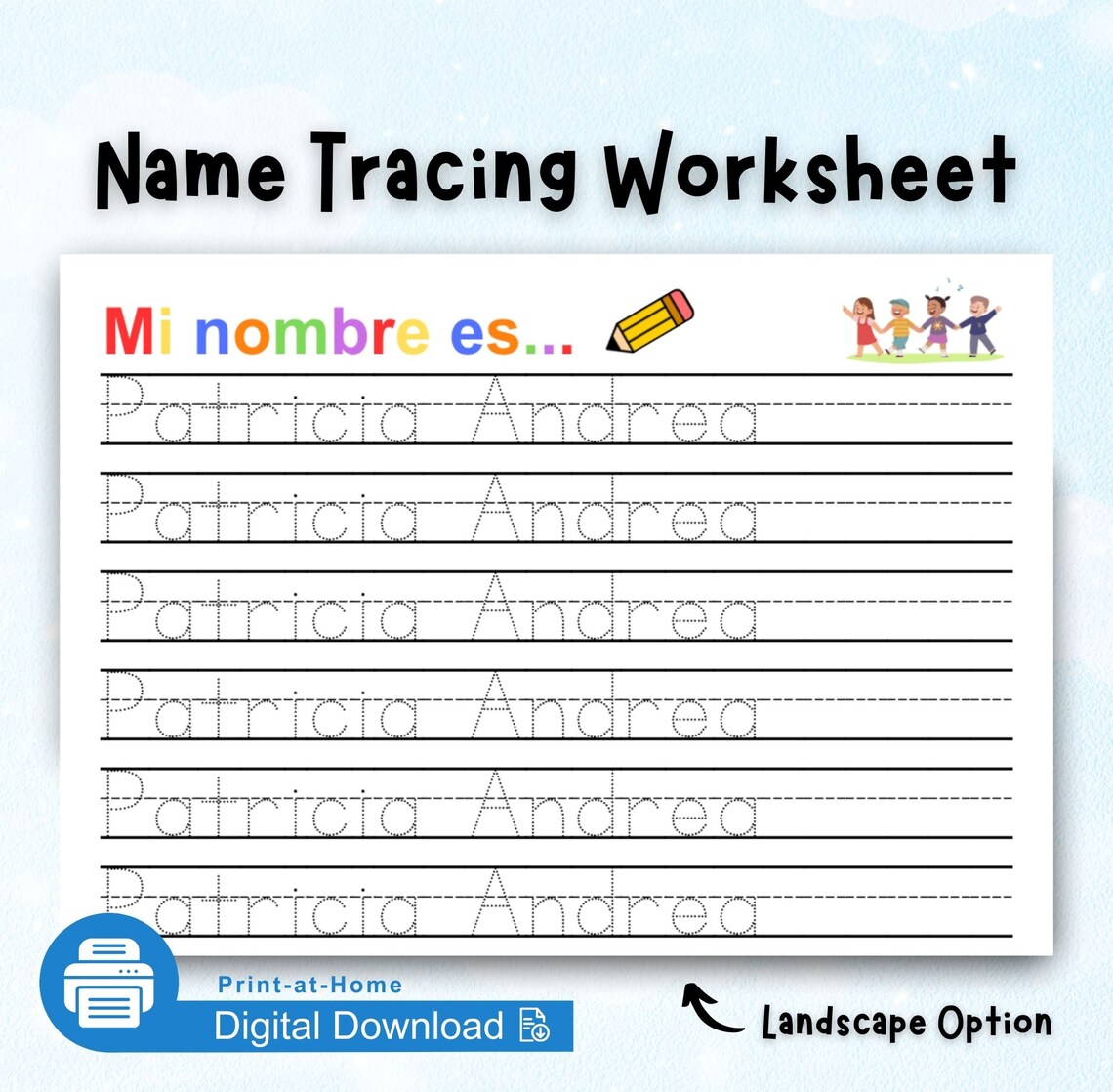 Personalized SPANISH Name Tracing Worksheet Name Trace Sheet Preschool ...
