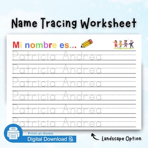 Personalized SPANISH Name Tracing Worksheet Name Trace Sheet Preschool ...