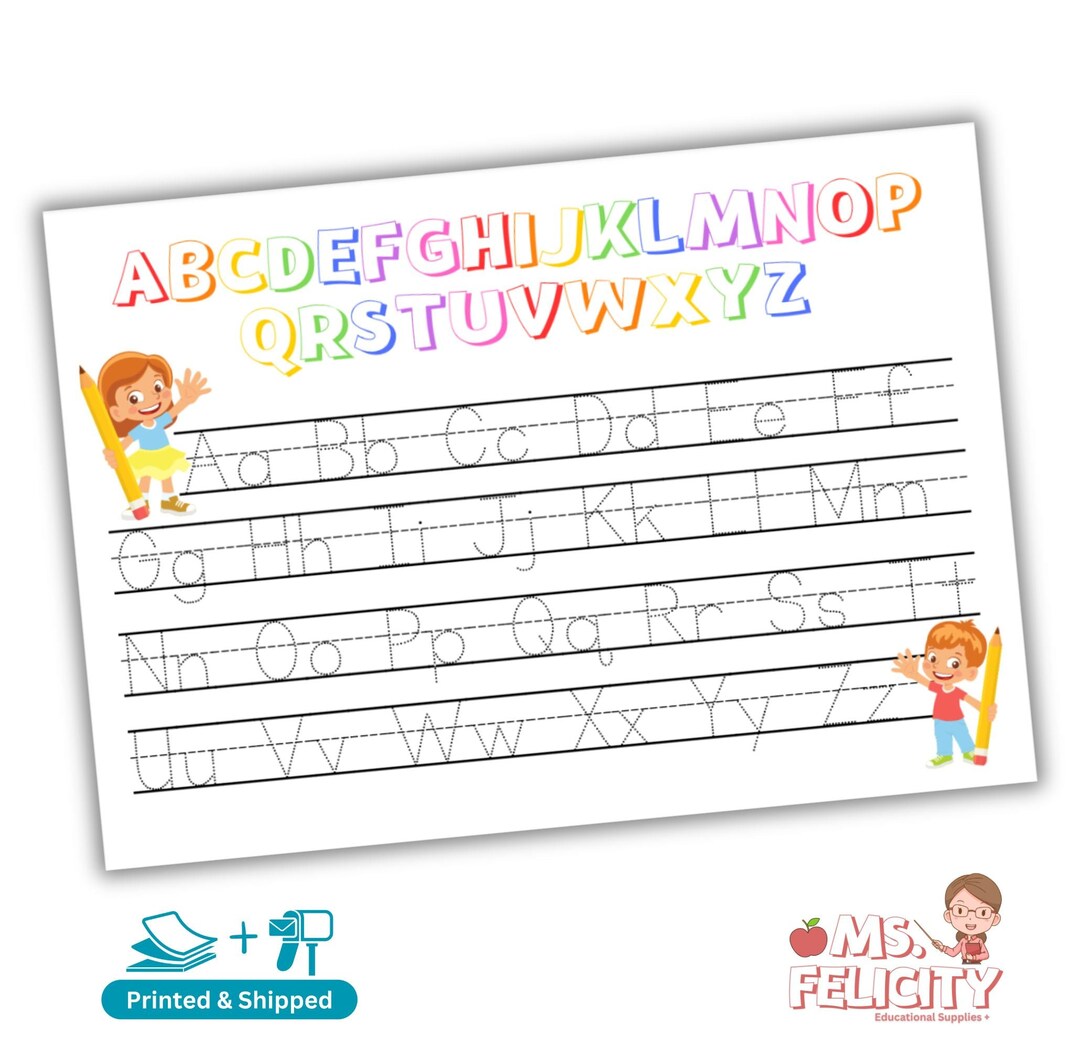 Printed and Shipped Tracing Alphabet Letters Worksheets Writing ...