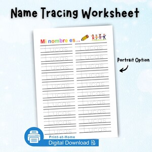 Personalized SPANISH Name Tracing Worksheet Name Trace Sheet Preschool ...