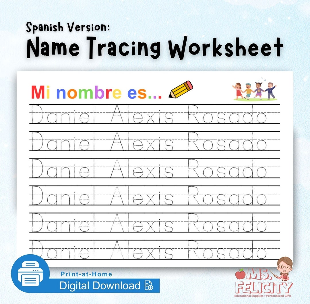 Personalized SPANISH Name Tracing Worksheet Name Trace Sheet Preschool ...