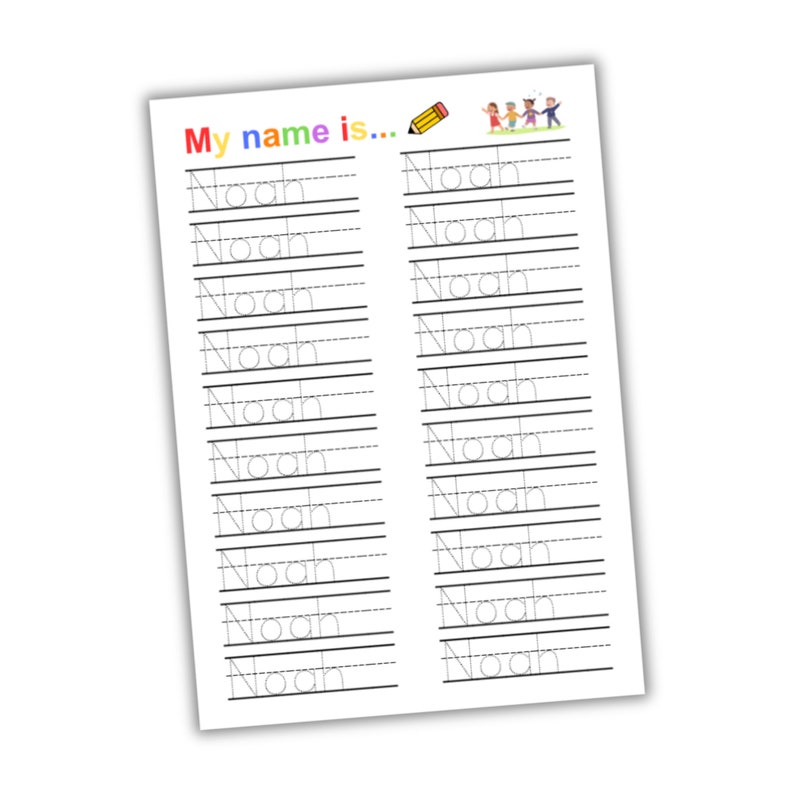 Noah: Personalized Name Tracing Worksheet Portrait Trace Sheet ...