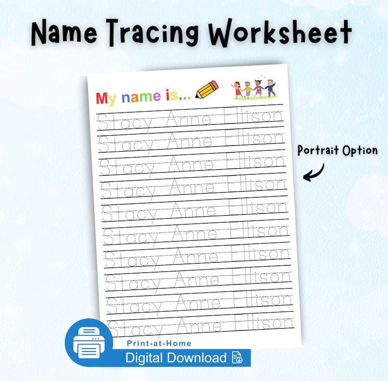 Personalized Name Tracing Worksheet Custom Name Trace Sheet Preschool ...