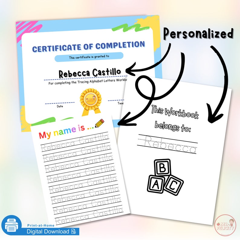 Printable Personalized Workbook Name and Alphabet Letters Tracing ...