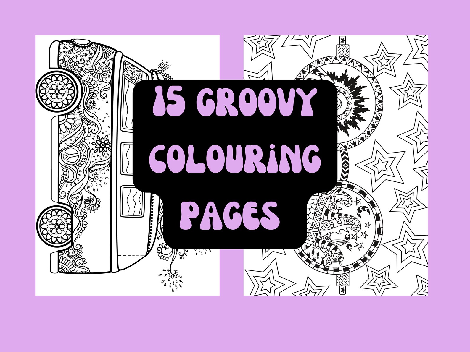 15 Groovy Printable Colouring Pages, Psychedelic Trippy Boho Hippie ...