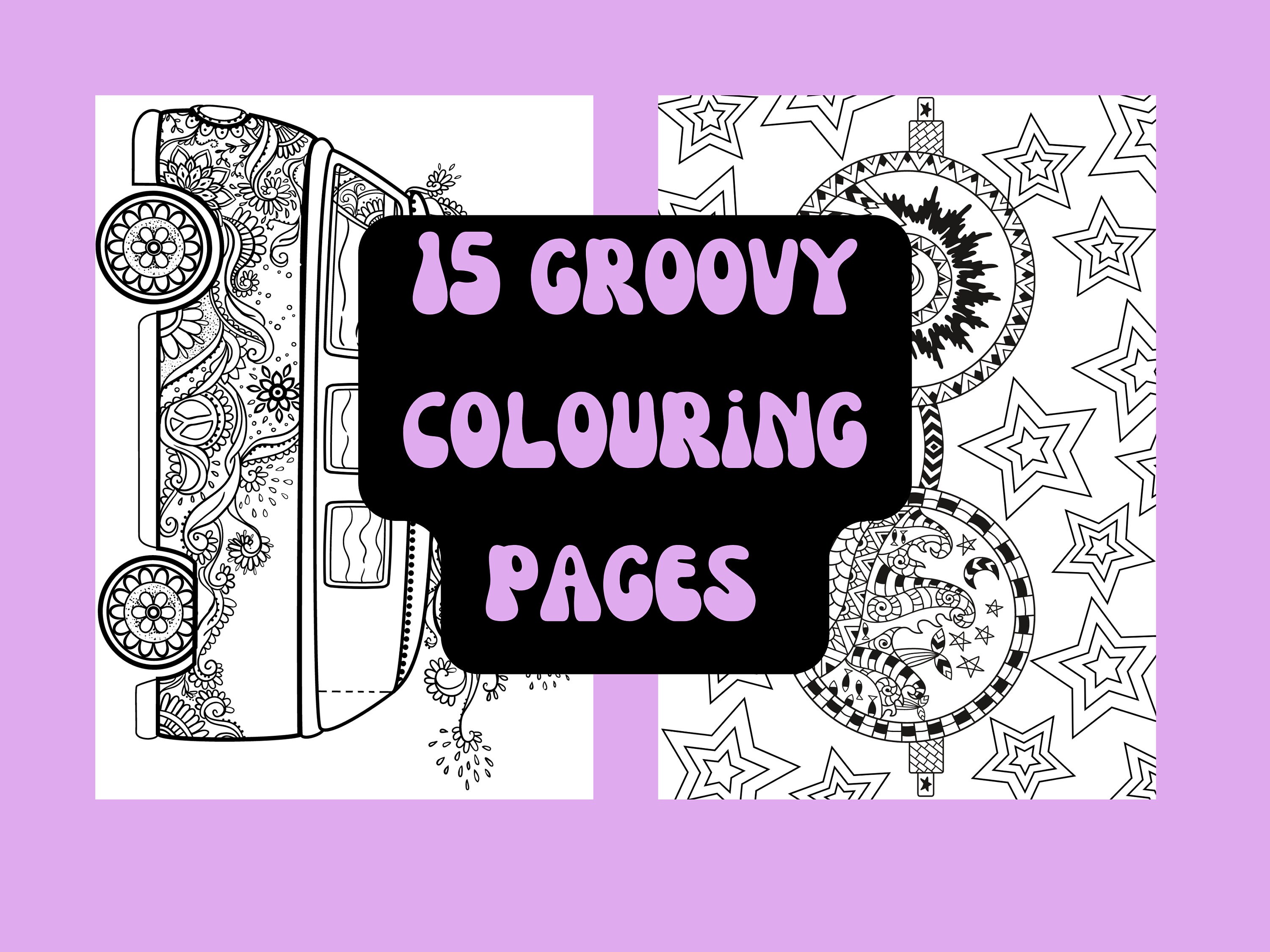 15 Groovy Printable Colouring Pages, Psychedelic Trippy Boho Hippie ...