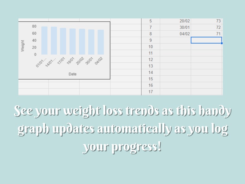 Weight Loss Tracker Spreadsheet for Google Sheets, Weight Loss Journal ...