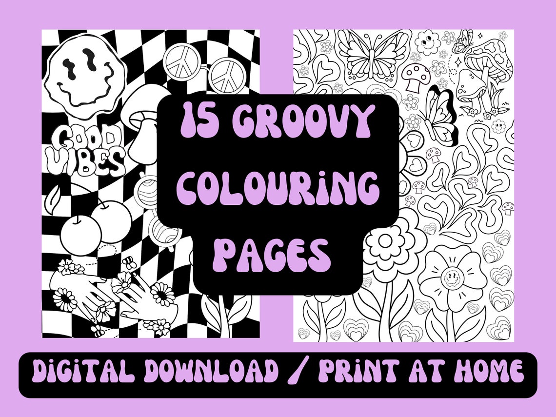 15 Groovy Printable Colouring Pages, Psychedelic Trippy Boho Hippie ...