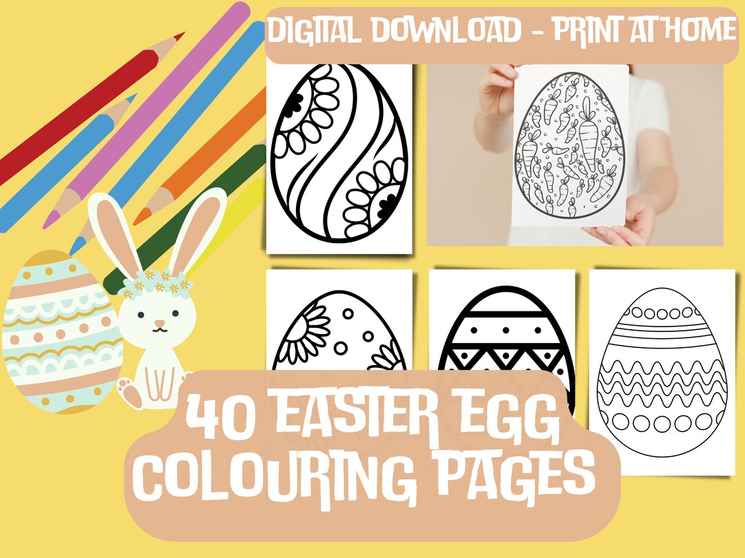 40 Easter Egg Colouring Pages, Easter Egg Hunt Activities Downloadable ...