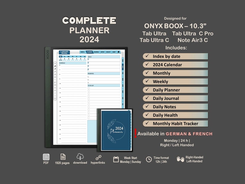 2024 BOOX Tab Ultra series / Note Air3 C-COMPLETE Planner - Etsy México