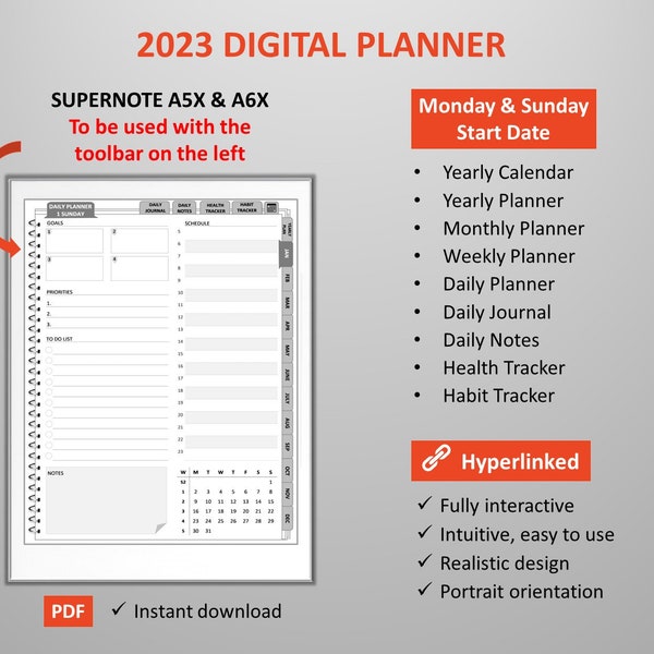 Supernote A6x Planner - Etsy