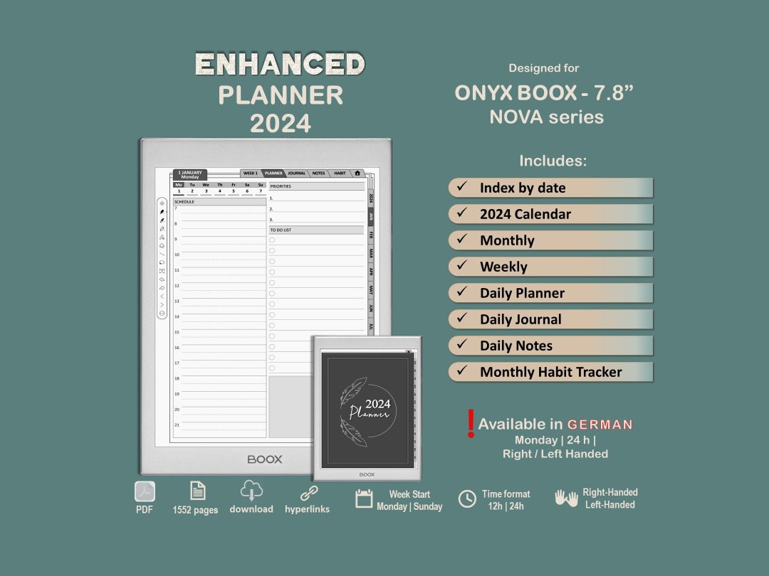 BOOX Nova Series Planner 2024 ENHANCED Hyperlinked Pdf Onyx Boox ...