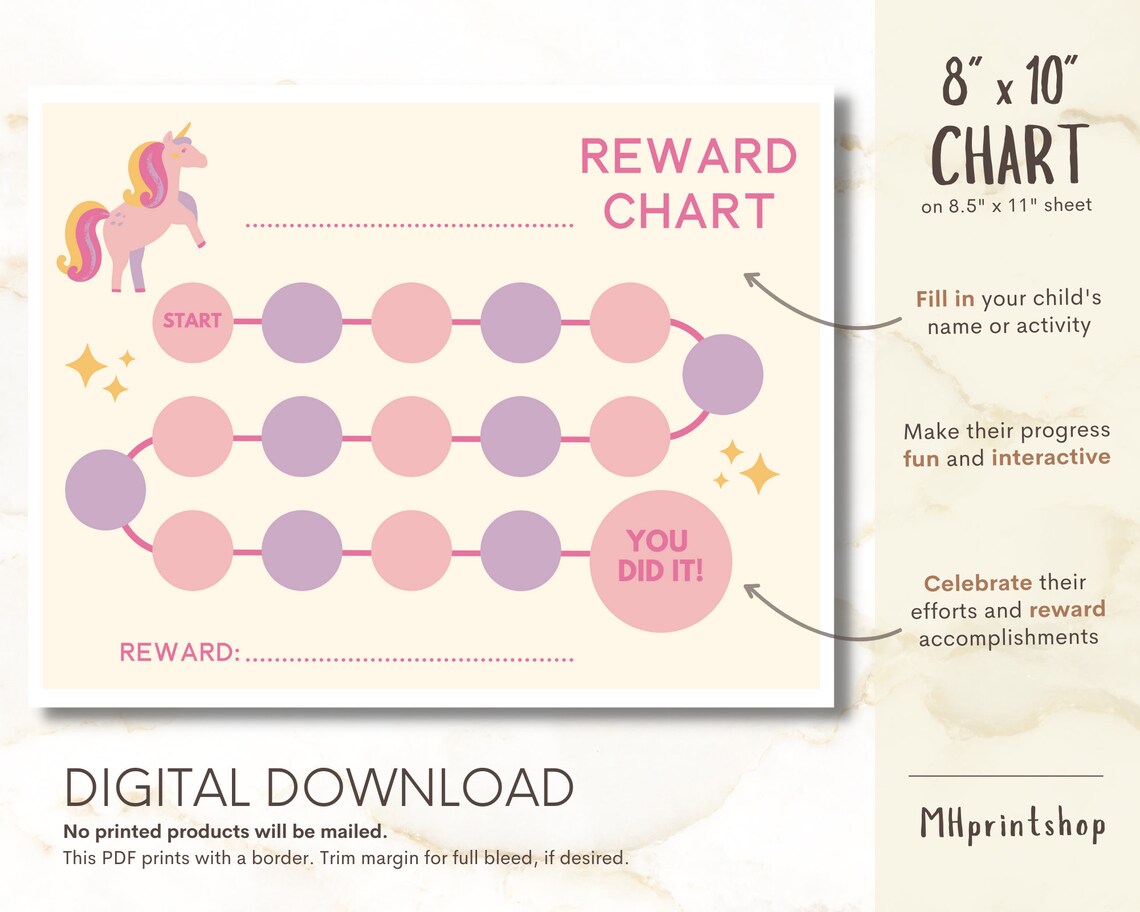 Printable Pink Unicorn Reward Chart Magical Reward Chart - Etsy