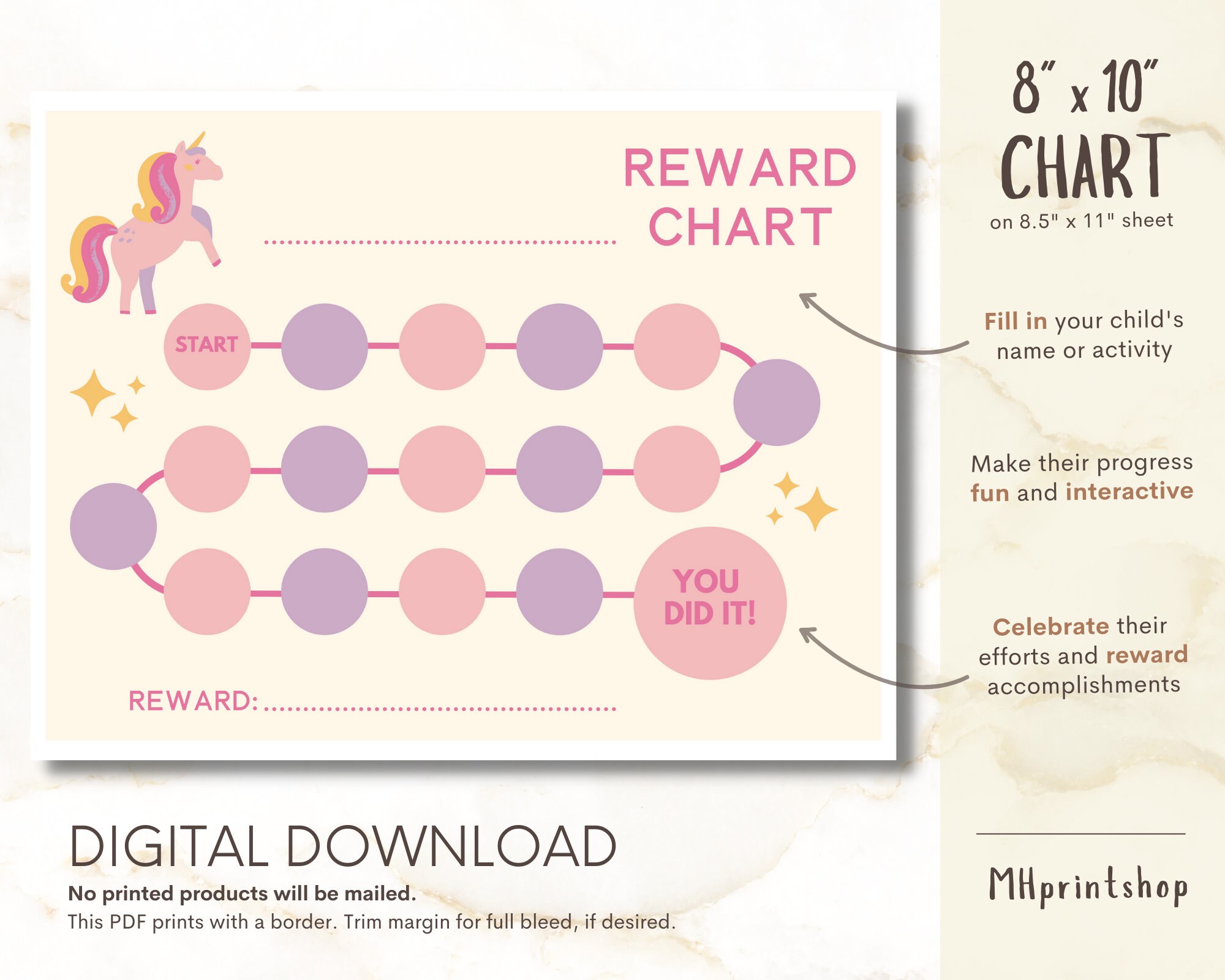 Printable Pink Unicorn Reward Chart Magical Reward Chart - Etsy
