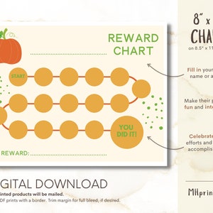 Printable Pumpkin Reward Chart Kids Halloween Reward Chart - Etsy