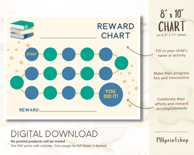 Printable Reading Reward Chart, Reading Reward Chart Kids, Reading ...