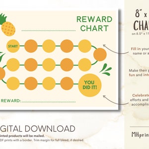 Printable Pineapple Reward Chart Fruit Reward Chart Kids - Etsy
