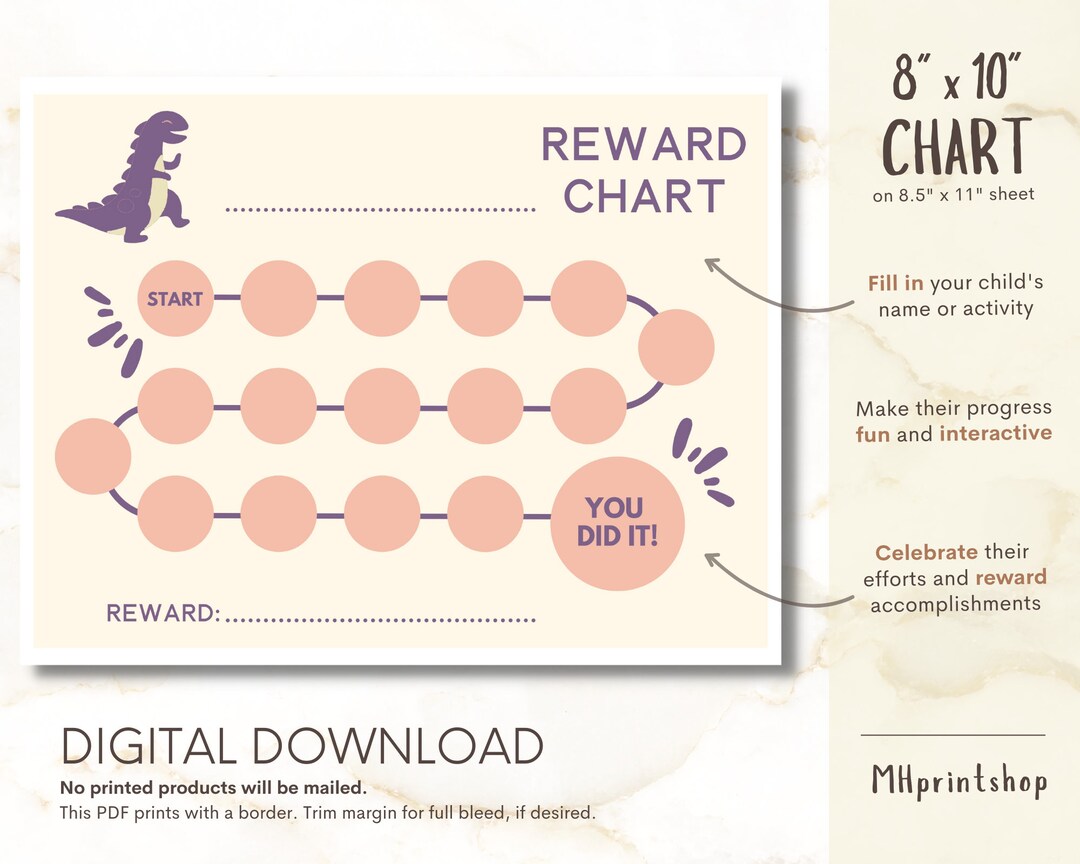 Printable Purple Dinosaur Reward Chart Kids T-rex Reward - Etsy UK