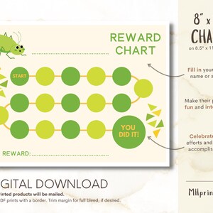 Printable Bug Reward Chart Grasshopper Reward Chart Kids Bug - Etsy
