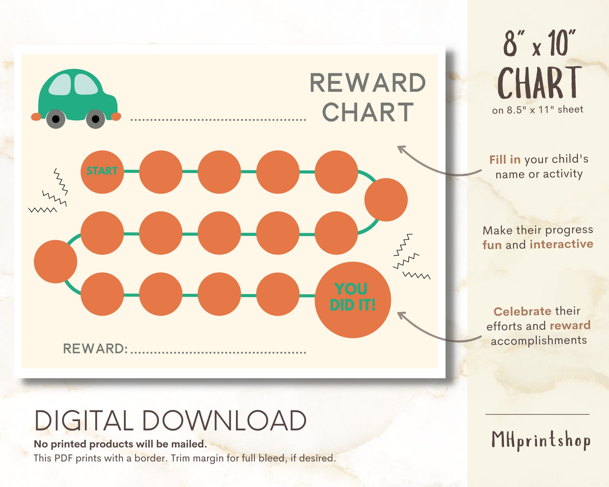 Printable Road Trip Reward Chart, Car Reward Chart, Travel Reward Chart ...