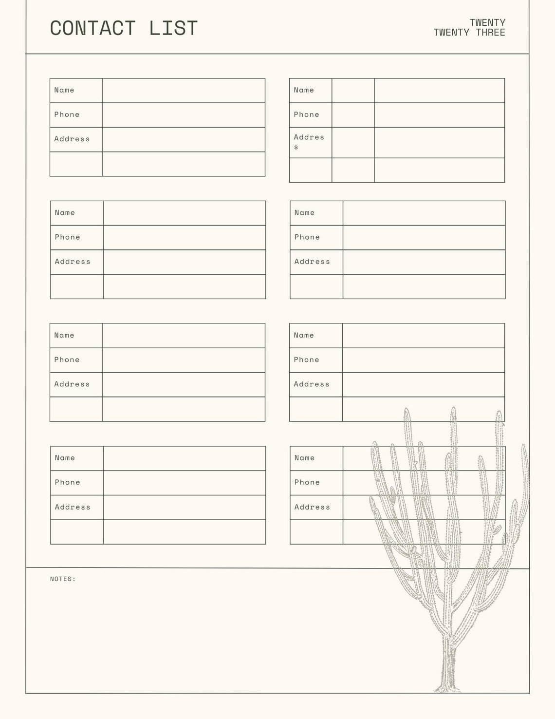 Printable Contact List | Organize Phone Contacts | Free to Print - Etsy