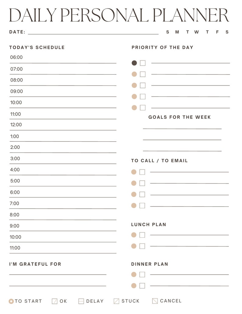 Printable Daily Planner | Organize Your Day | Daily Agenda - Etsy