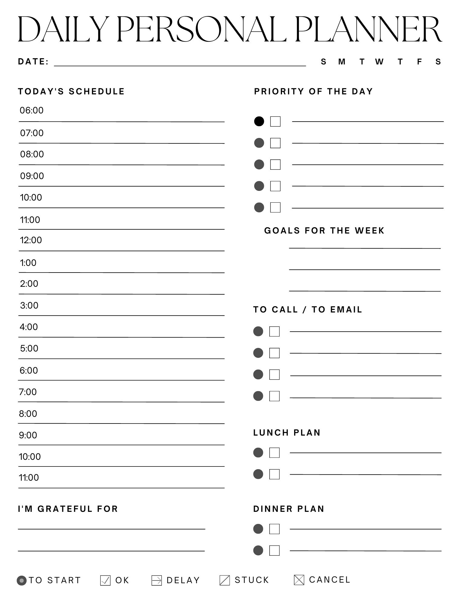 Printable Daily Planner | Organize Your Day | Daily Agenda - Etsy