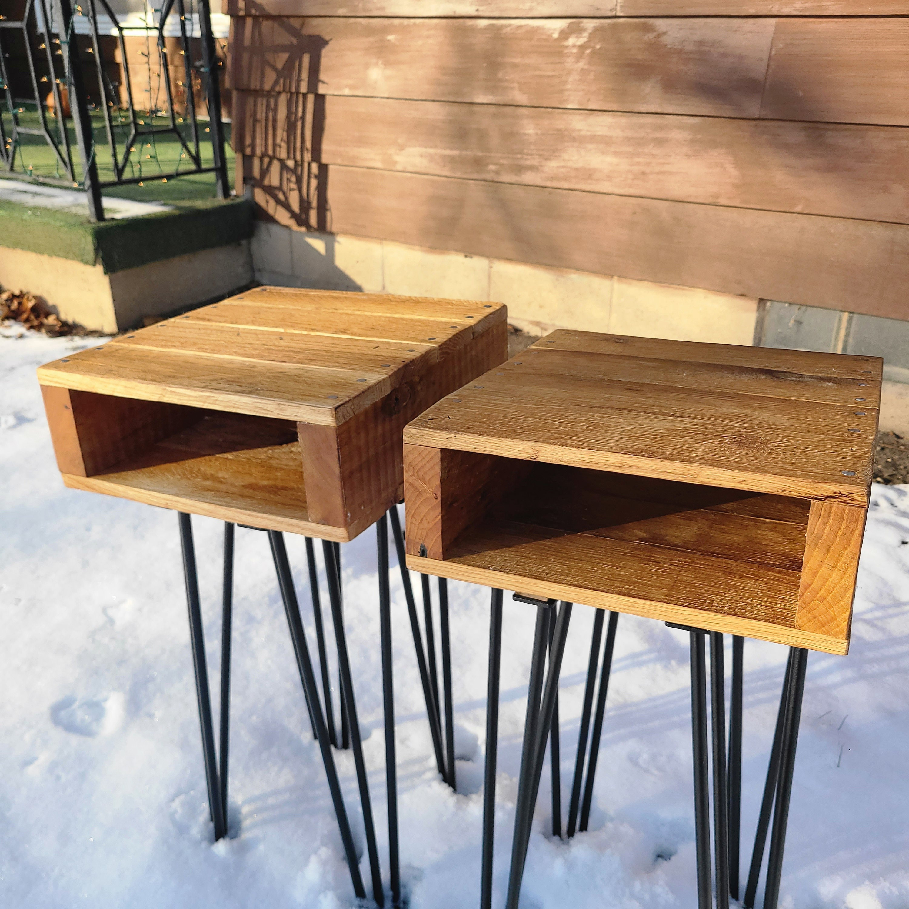 Reclaimed Wood, Pair of Nightstands - Etsy