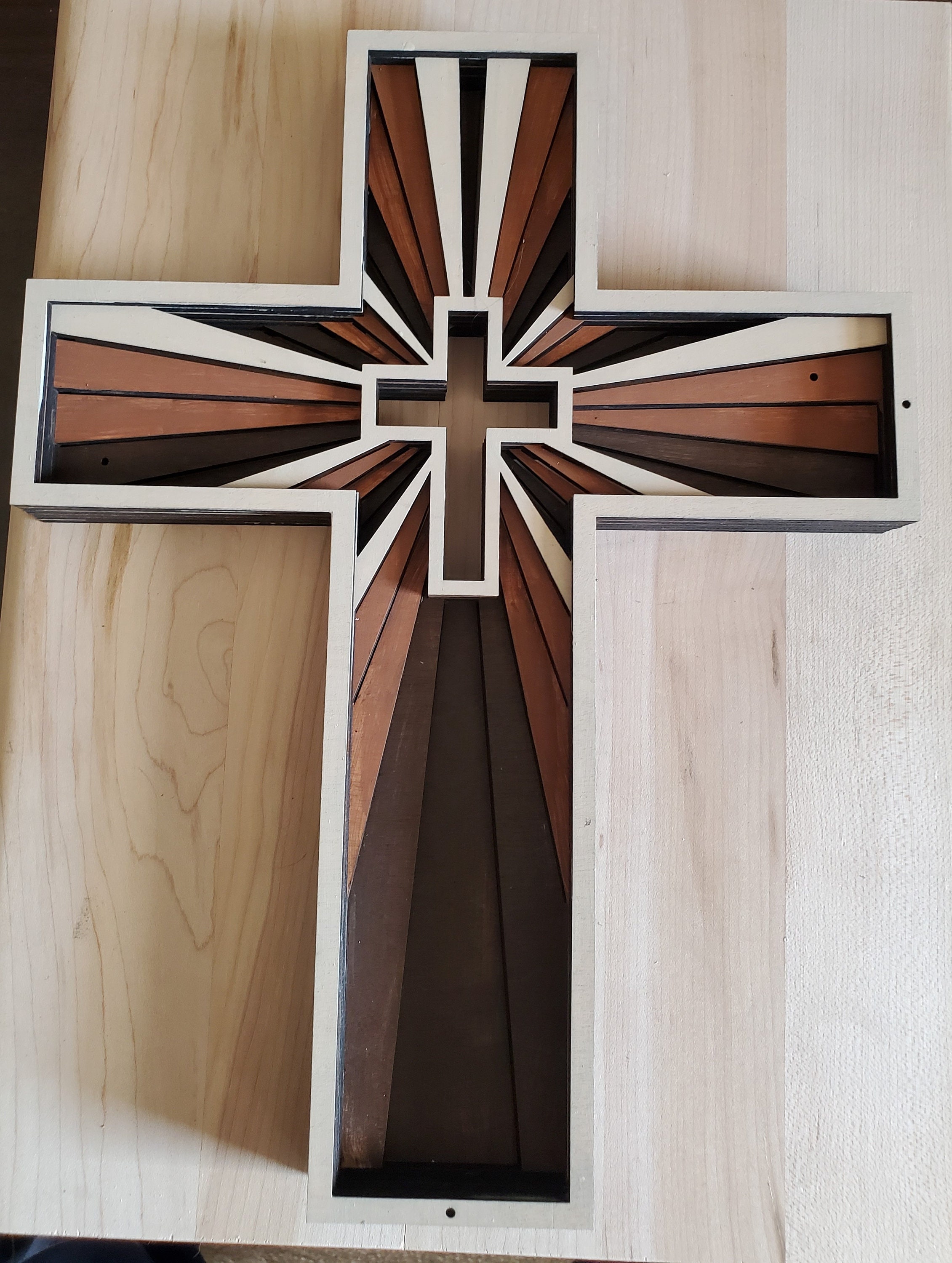 Multi Layered Cross, Wood, Laser Cut, Hand Painted - Etsy