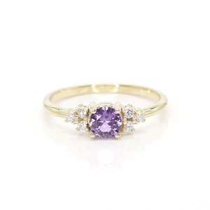 14k Alexandrite Diamond Ring | 5.0MM Lab Created Alexandrite Engagement ...