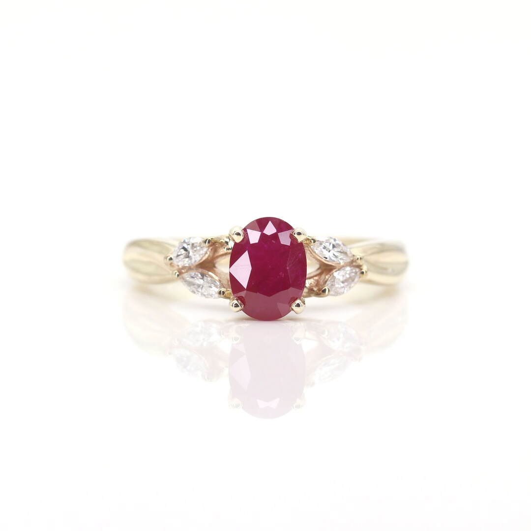14k Oval Ruby Engagement Ring | 7x5mm Natural Ruby Ring | Natural Ruby ...