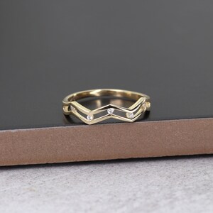 14k Zig Zag Ring | Real Gold Wave Ring | Natural Diamond Ring | Thumb Ring | Wavy Ring ...