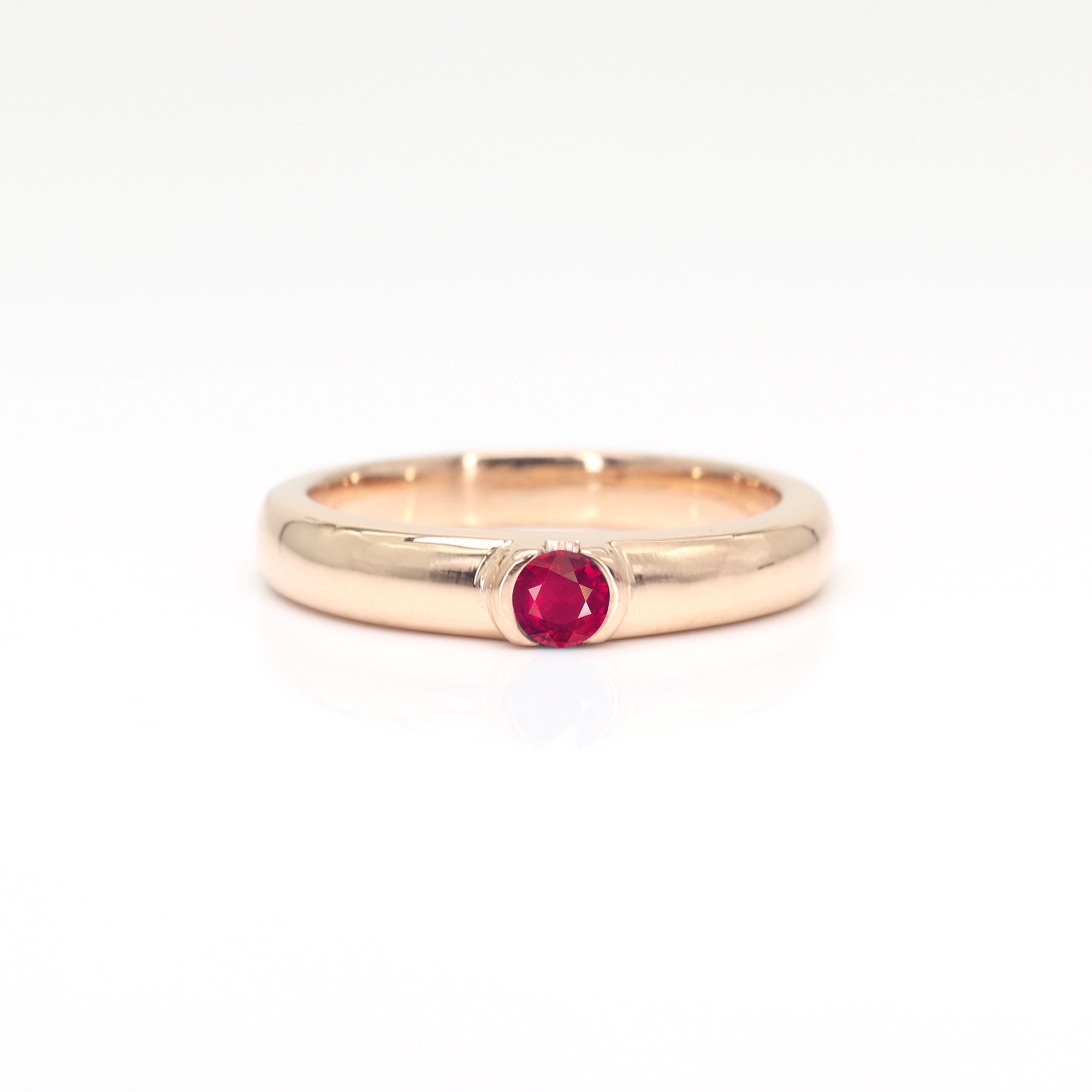 14k Ruby Wedding Band Vintage Natural Ruby Band 3.4MM Ruby - Etsy