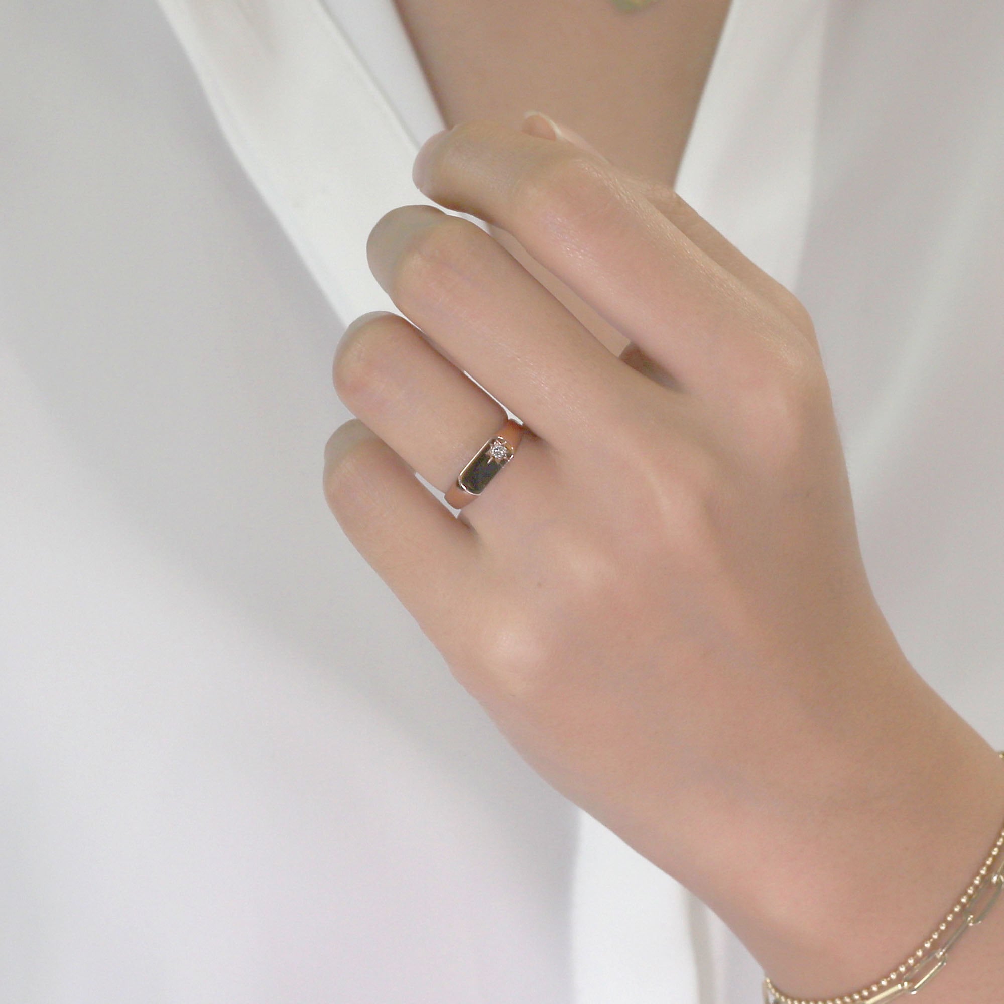 14k Rectangular Signet Ring 2.0MM Natural Diamond Ring - Etsy