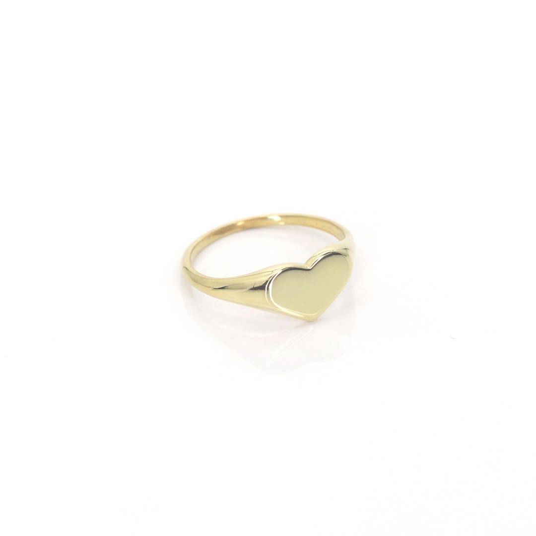 Pinky Ring | 14k Solid Gold Ring | Heart Ring | Statement Ring | Signet ...