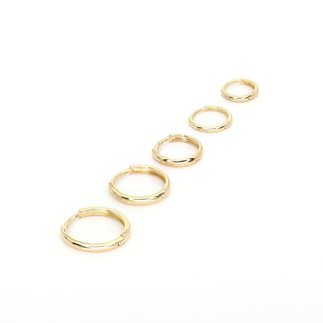 14k Hoop Earrings | 6.3MM 7.8MM 8.9MM 10.6MM 12.0MM Plain Huggies ...