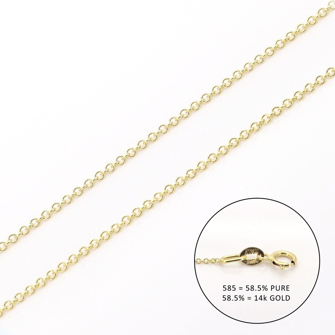 14k Classic Rolo Chain Necklace | 0.85 MM Thick Chain | Real Gold Chain ...