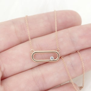 Rectangular Diamond Necklace | 14k Real Gold Tube Necklace ...