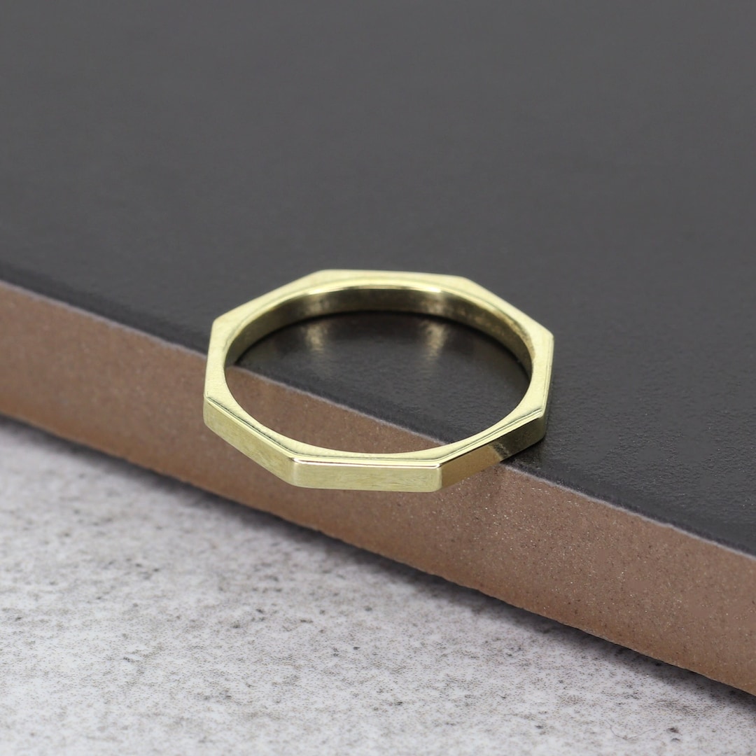 14k Octagon Ring | Honeycomb Ring | Geometric Ring | Stacking Ring ...
