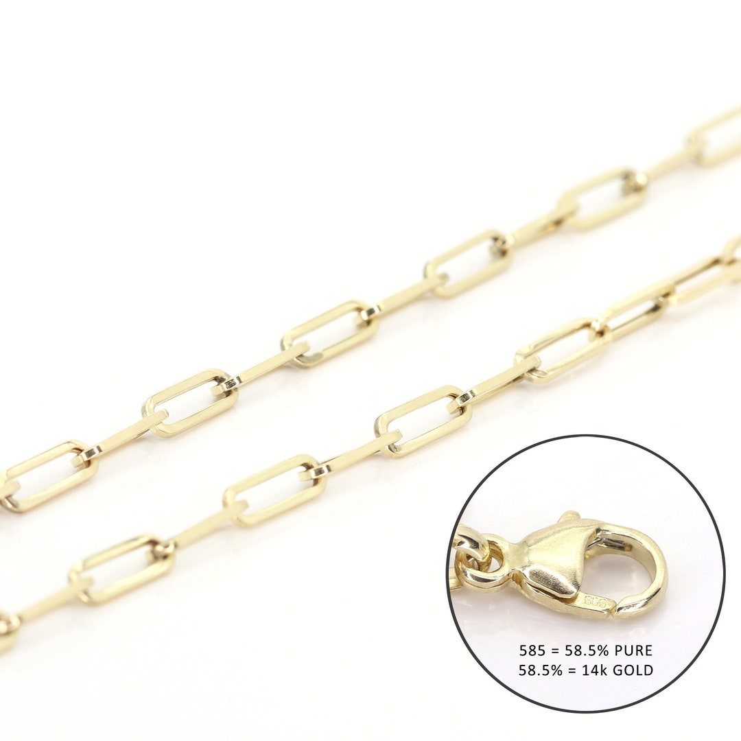 14k Yellow Gold Paperclip Necklace | Rectangular Shaped Necklace ...
