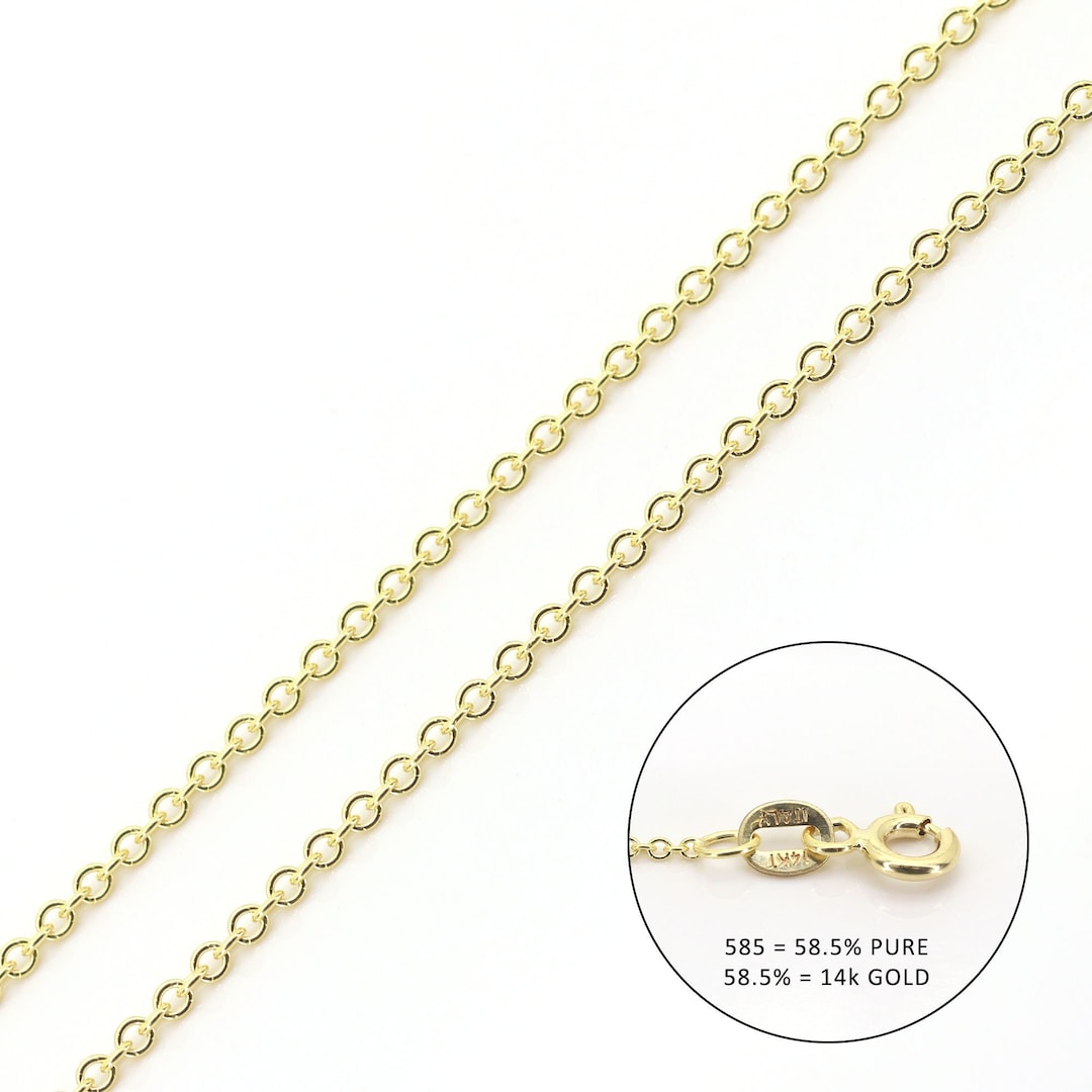 14k Classic Rolo Chain Necklace | 1.10 MM Thick Chain | Real Gold Chain ...