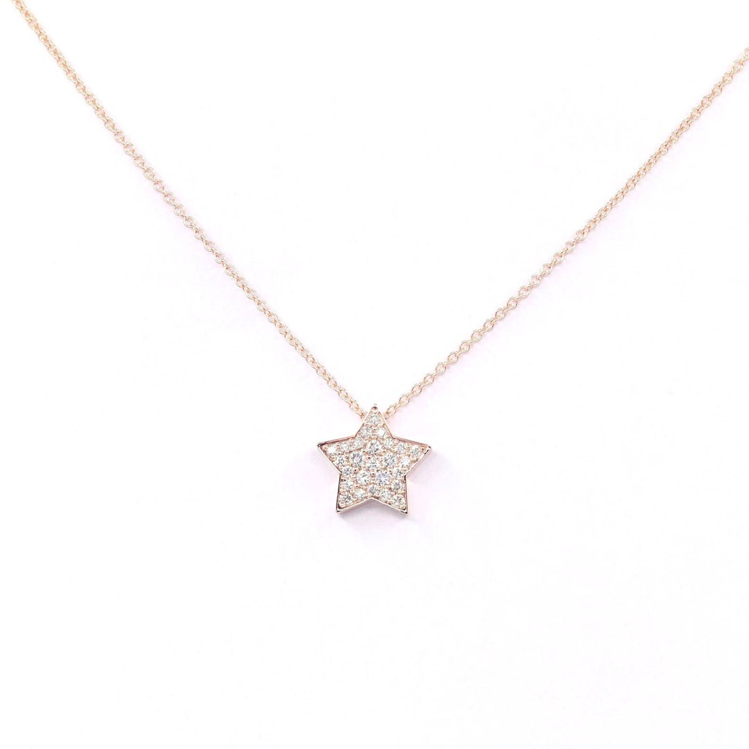 14k Diamond Star Necklace 0.22ct Natural Diamond Necklace - Etsy