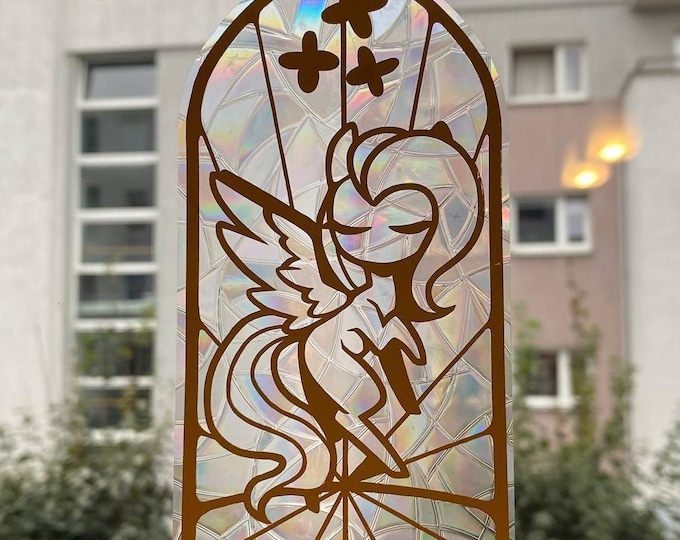 MLP Suncatcher | Fluttershy Satined Glass | Suncatcher Sticker Rainbow ...
