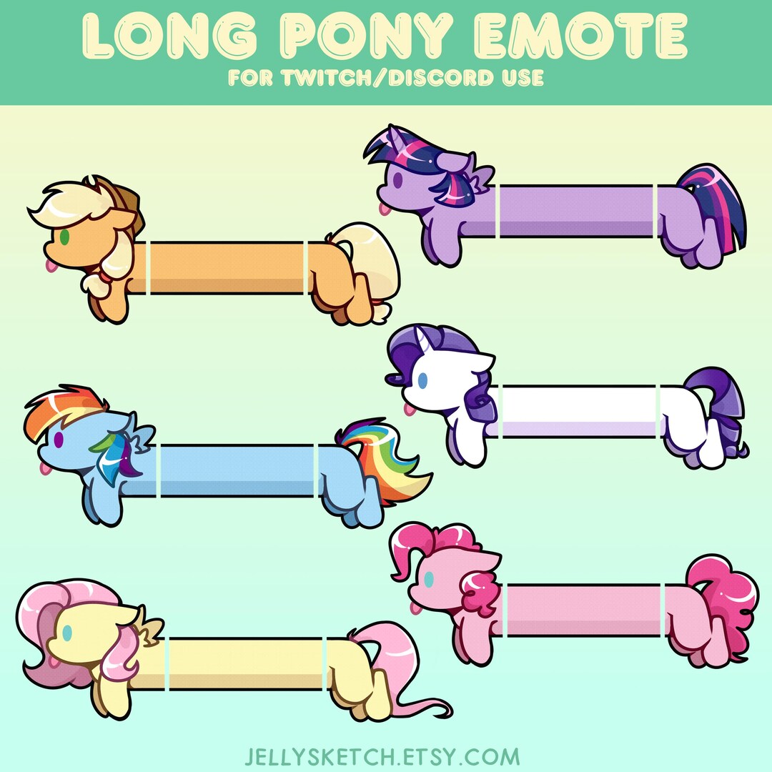 MLP Emote Long Pony Mane 6 Bundle 3 Piece Twitch Discord Emotes ...