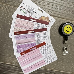 EKG Interpretation Badge 4 Cards + EKG ( Study Guide PDF ): 12 + 5 Lead ...
