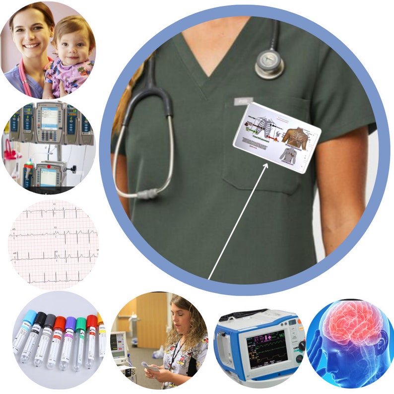 EKG Nurse Badge Reference Card, Nursing Student Badge Card Acls, Bls ...