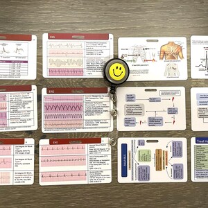 EKG Nurse Badge Reference Card, Nursing School Student 7 Badge Cards ...
