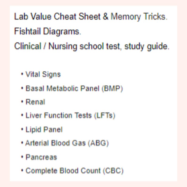 Complete Lab Values Cheat Sheet for Nursing Students, Clinicals, NCLEX ...