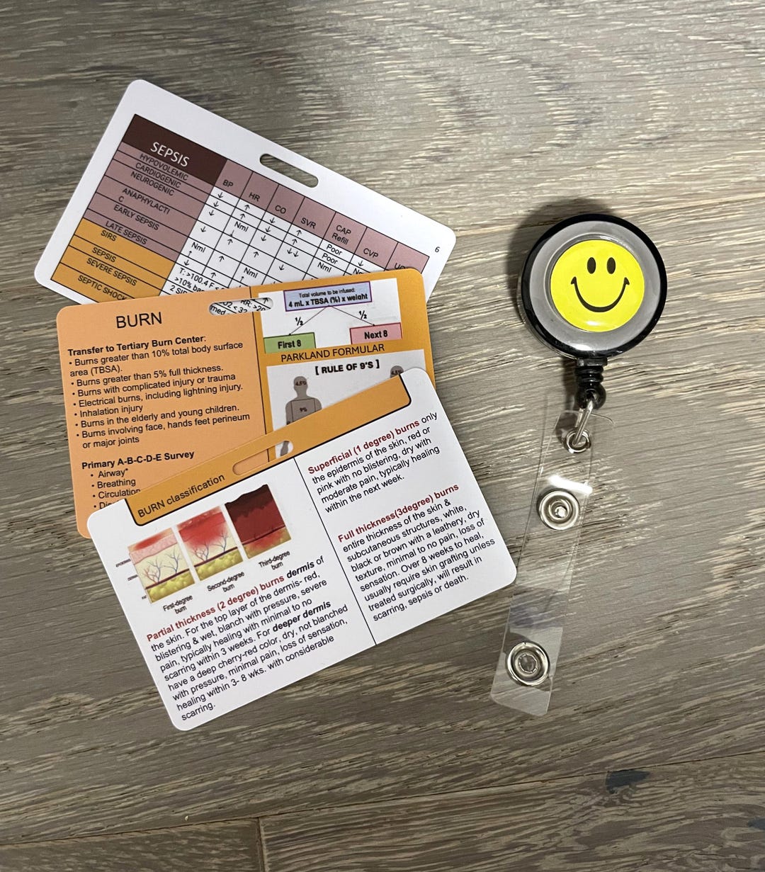 Burn, Sepsis, Blood Gas Medical Pocket Card, Nursing Student Badge ...