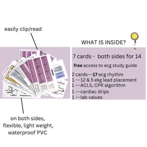 EKG Nurse Badge Reference Card, Nursing Student Badge Card Acls, Bls ...